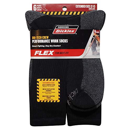 Genuine-Dickies Men's Dri-Tech Premium Performance Crew Work Sock 6 ...