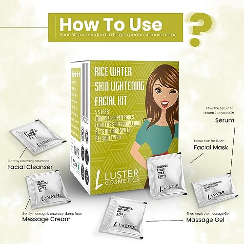 Luster Cosmetics Rice Water Skin Lightening Facial Kit | Reduces Dark ...