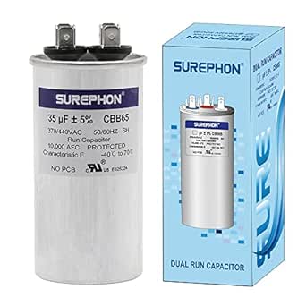 SUREPHON 35 Mfd Capacitor 370V or 440V Run Start Capacitor CBB65b for AC Motor or Fan Start Cool ...