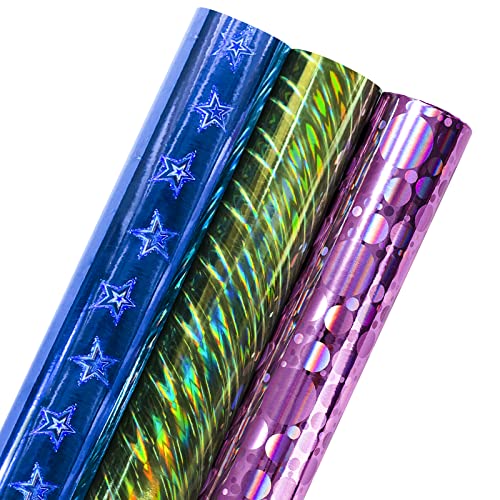 Snapklik.com : LeZakaa Birthday Holographic Wrapping Paper - Mini Roll ...