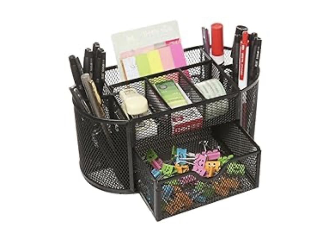 AnmpCreficient Pen Stand For Study Table | Metal Mesh Desk Organizer ...