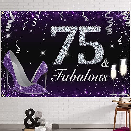 Amazon.com: HAMIGAR 6x4ft Happy 75th Birthday Banner Backdrop - 75 ...