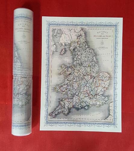 Railway Map of England and Wales 1852 - Old Map Supplied Rolled in a ...