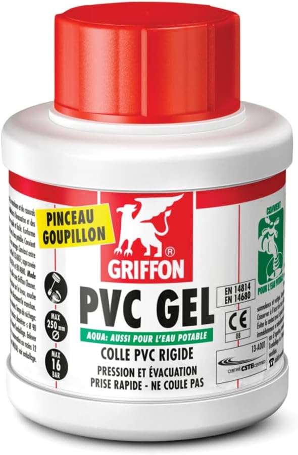 Bostik Colle Tuyaux PVC Saniplas PA, Tous réseaux, Eau Potable, Pinceau ...