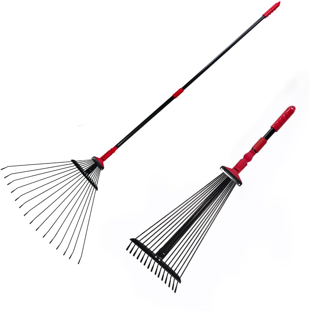 Amazon.com : 64 inch Adjustable Garden Rake Leaf, Folding Leaves Rake ...