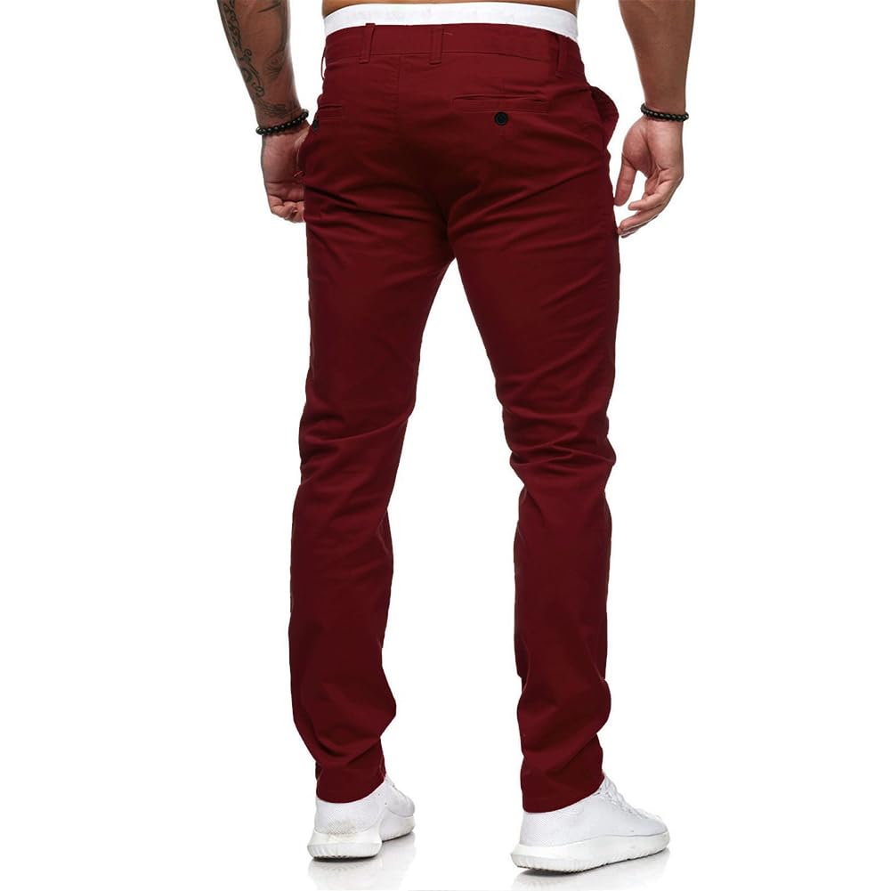 Men's Chinos Casual Dress Pants Slim Fit Skinny Stretch Flat-Front ...