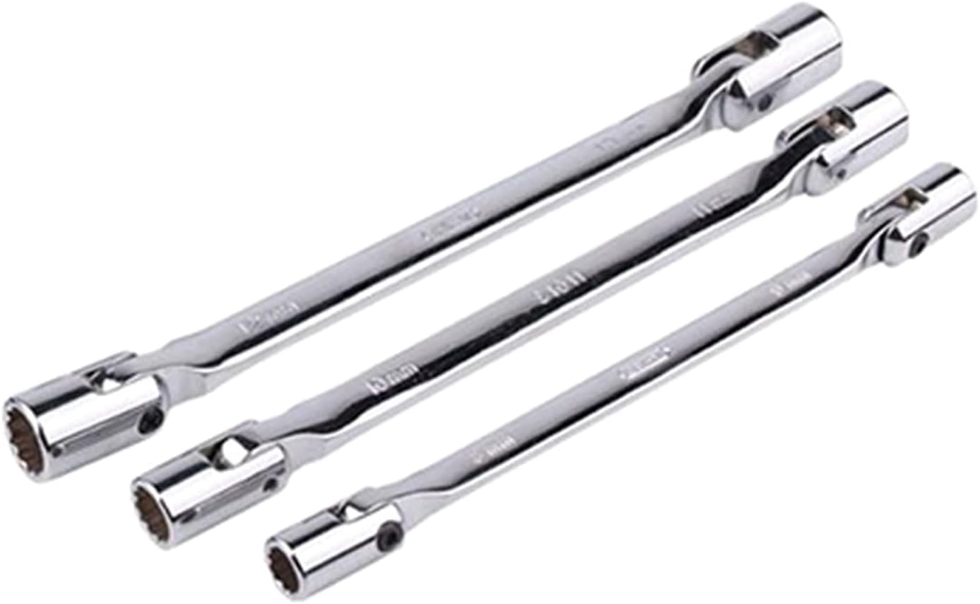 3 Pack Swivel Head Flexible Socket Wrench Set Metric Double 12 Point Spanner Ratchet Screwdriver ...