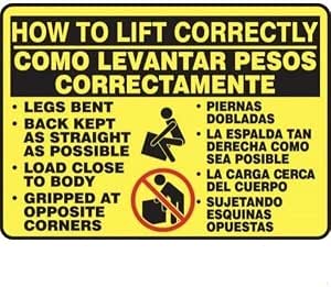 Amazon.com : BILINGUAL Safety Sign HOW TO LIFT, Mfr: SBMGSH501VS-A ...