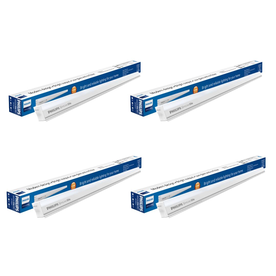 Buy PHILIPS Slimline LED Tube Light Batten (10W, 2ft, Pack of 4, Warm ...