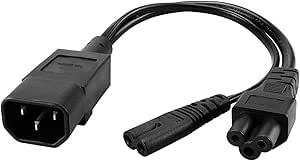 GAOSHA 3pin IEC320-C14 Male Port to IEC320-C7+C5 Female Adapters Cord Y-Splitter Power ...