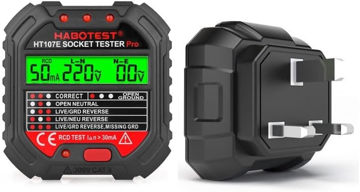 ZEKAROUL Socket Tester Mains Outlet Tester with LCD Display, AC Voltage ...