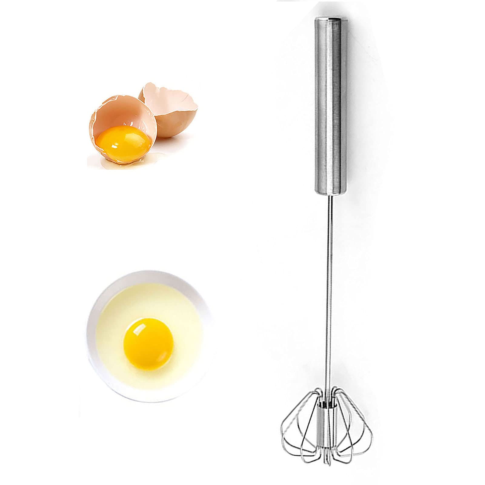 Amazon.com: Stainless Egg Whisks, Hand Push Egg Rotary Whisk, Egg ...