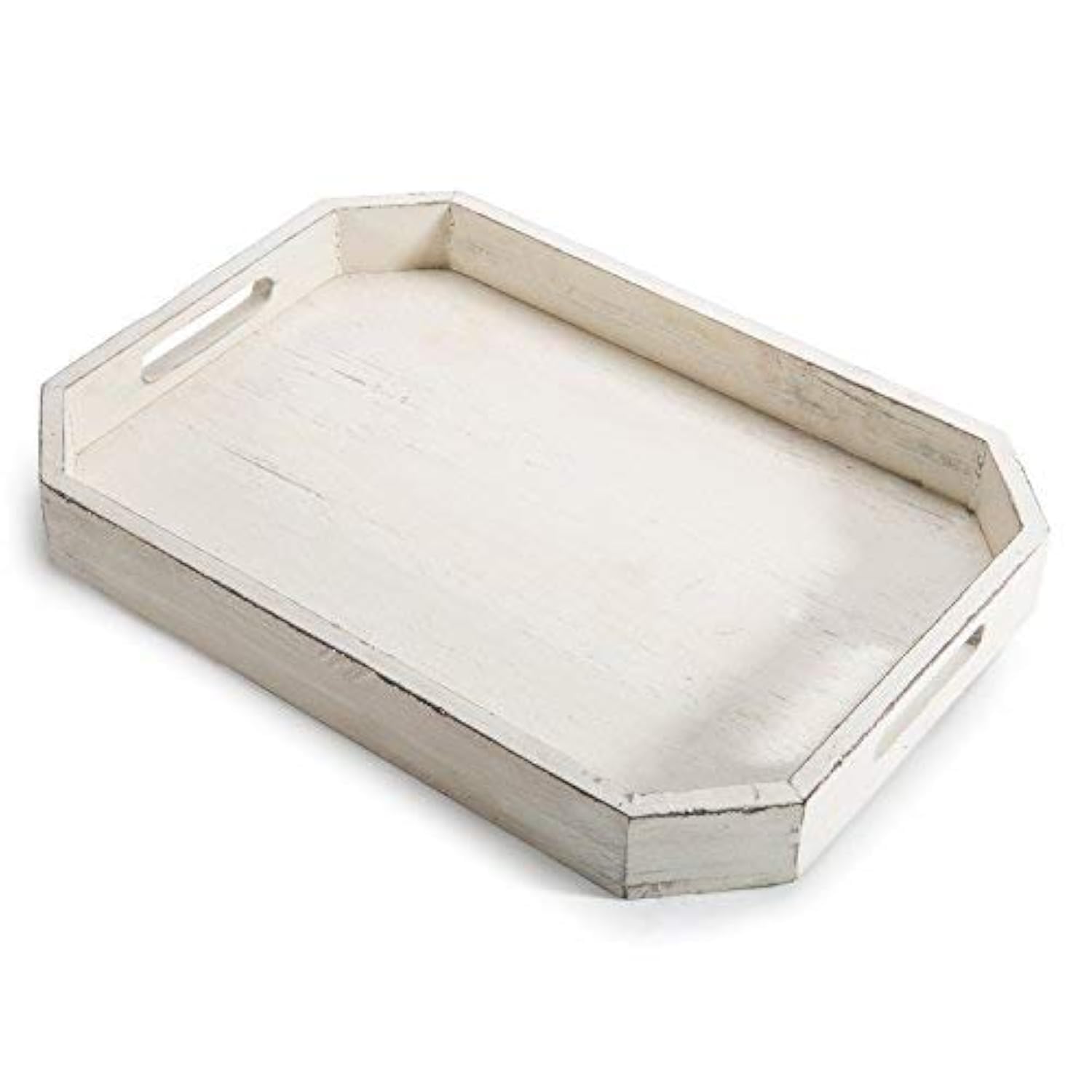 Amazon.com | MyGift Whitewashed Wood Serving Tray with Handles and ...