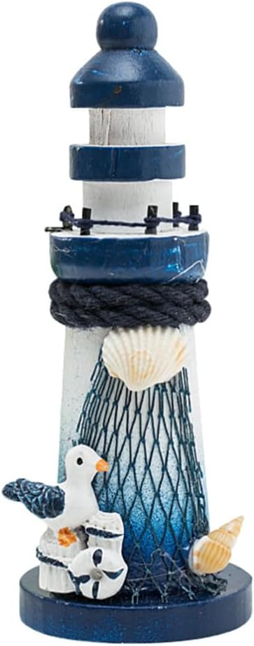 Amazon.com: HOMSFOU Wooden Lighthouse Ornament 5.12 Inch Mini Coastal ...