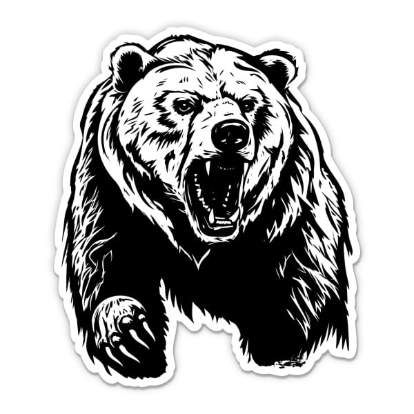 Amazon.com: Bear Grizzly Brown Angry Vinyl Sticker - Car Window Bumper ...