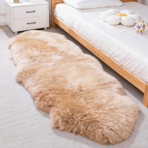 Amazon.com: Real Sheep Skin Rug with Little Patches-Genuine Fuzzy ...