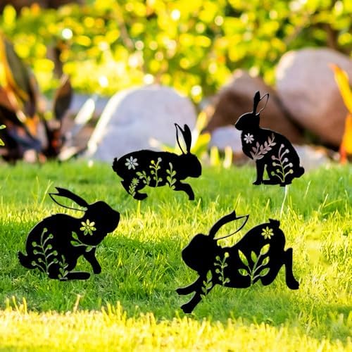Amazon.com: Chris.W 4Pcs Black Bunny Garden Decor, 10" Rabbit Yard ...