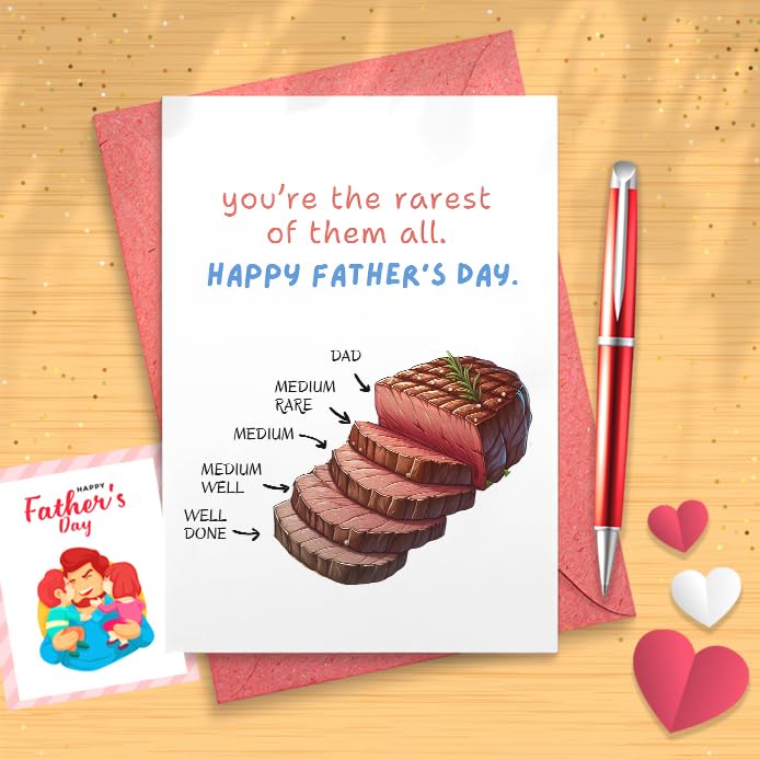 Amazon.com: Funny Father’s Day Steak Card, Cute Fathers Day Card Gift ...