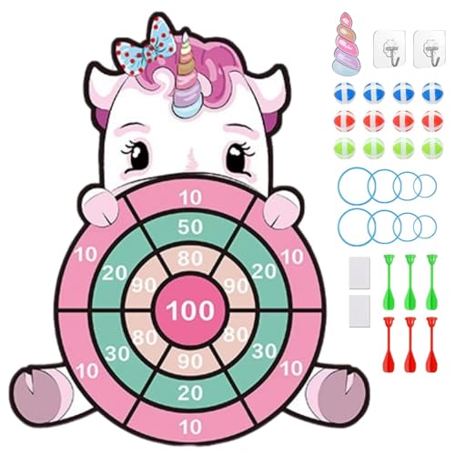 Unicorn Dart Board Set, 26PCS Dart Board Kids Toys for 3-9 Year Old ...