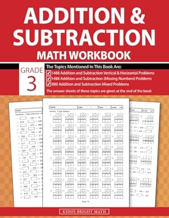 Addition and Subtraction Workbook Grade 3: 3rd-Grade Math Drills ...
