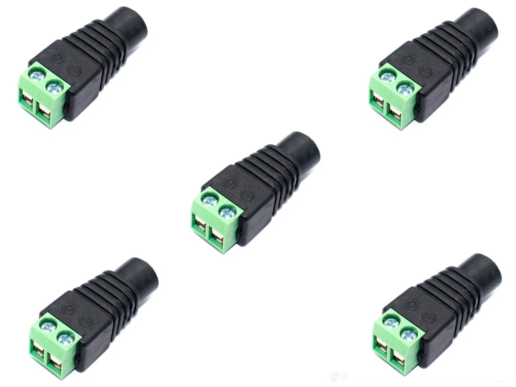 SunRobotics Screw Terminal 5.5mm to DC Jack Female 2.1 mm 5 Pieces DC ...