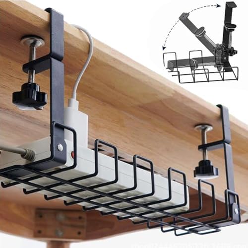 Qshare Under Desk Cable Management Tray,16.5" No-Drill Under Desk Cable ...
