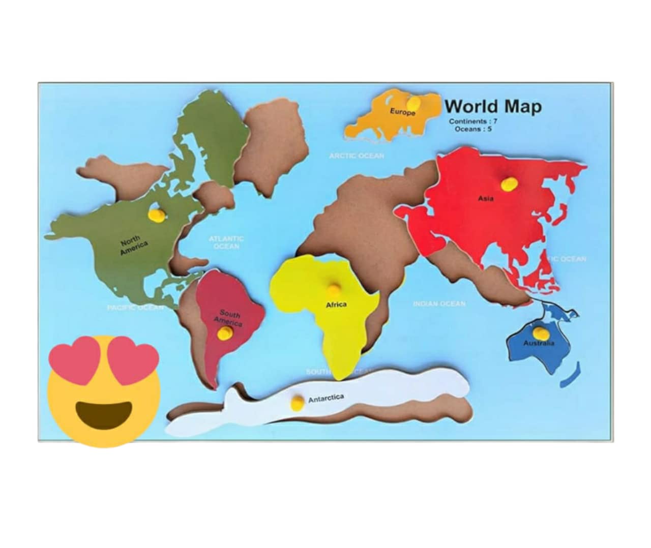 Wooden Ocean and Continents World Map Puzzle with Pegs : Amazon.in ...