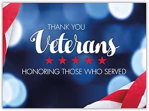 Amazon.com : 25 Veterans Day Cards - Thank You Veterans Star Design ...