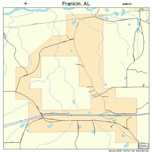 Large Street & Road Map of Franklin, Alabama AL - Printed poster size ...