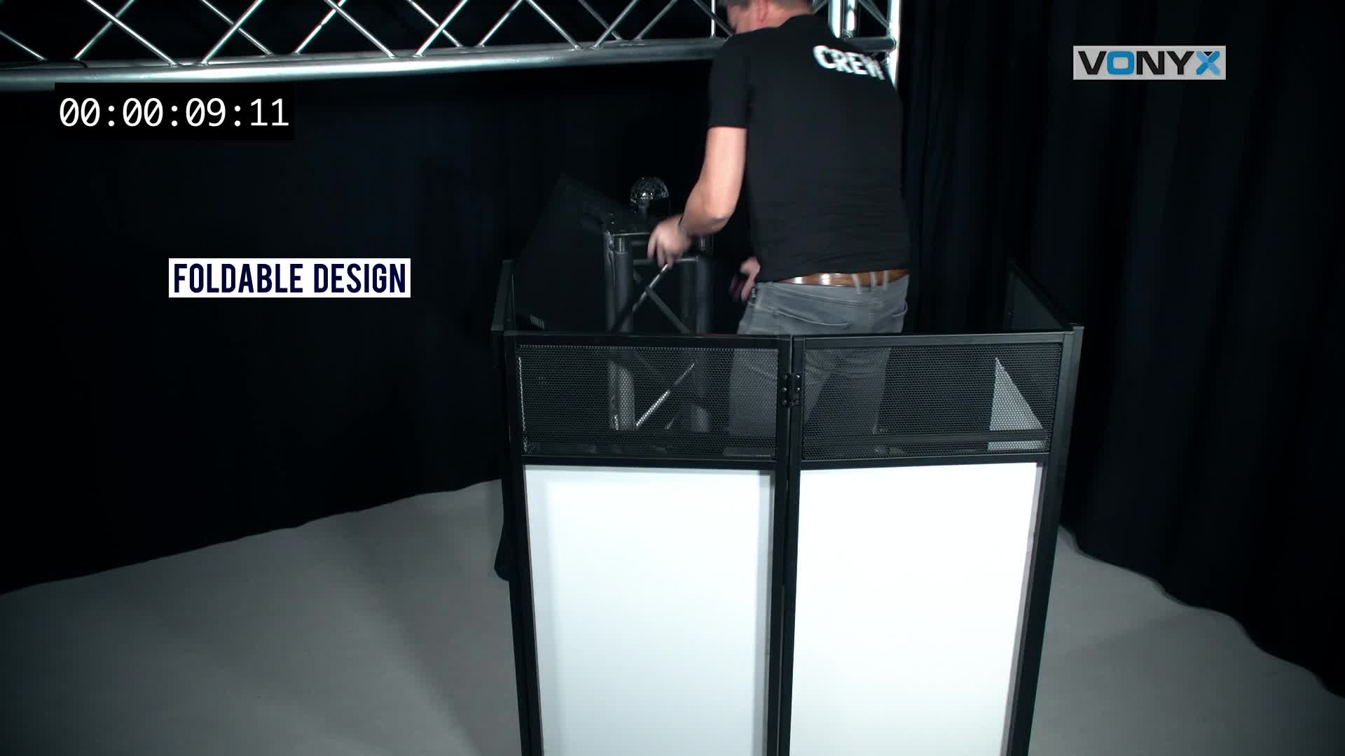 Vonyx DB4 Foldable DJ Booth Stand with Case