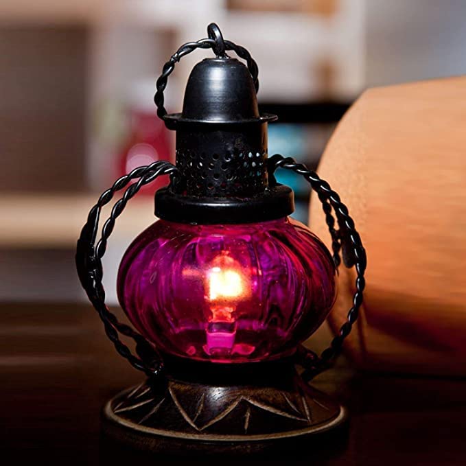 Buy Wooden Electric Lamp Hand Made Carved Hanging Lalten (Pink) Online ...