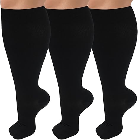 Amazon.com: 3 Pack Plus Size Compression Socks for Women & Men, 20-30 ...