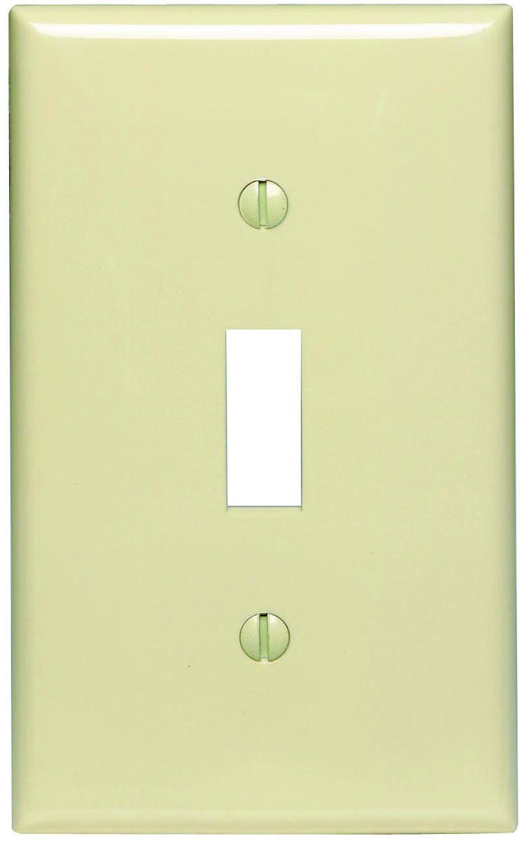 Leviton PJ1-I 1-Gang Toggle Switch Wallplate, Midway Size, Ivory ...