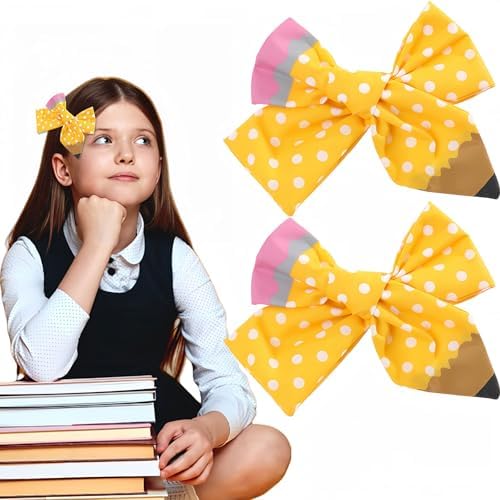 Amazon.com: Back to School Pencil Hair Bows Clips for Girls Teacher ...