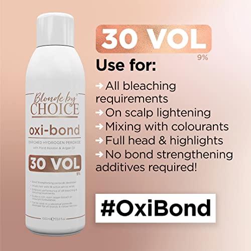 Blonde By Choice Oxi-bond 30 Vol Developer Enriched 9% Hydrogen Peroxide with Keratin, Argan Oil ...