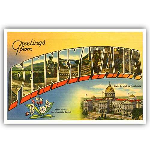 Amazon.com : GREETINGS FROM PENNSYLVANIA vintage reprint postcard set ...