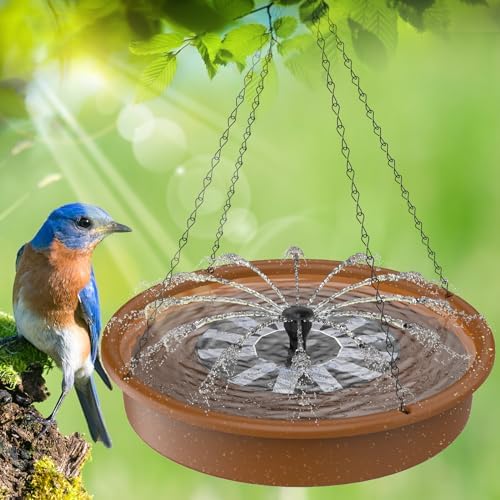 Amazon.com: AISITIN Hanging Bird Bath with Solar Fountain Pump, 12 ...