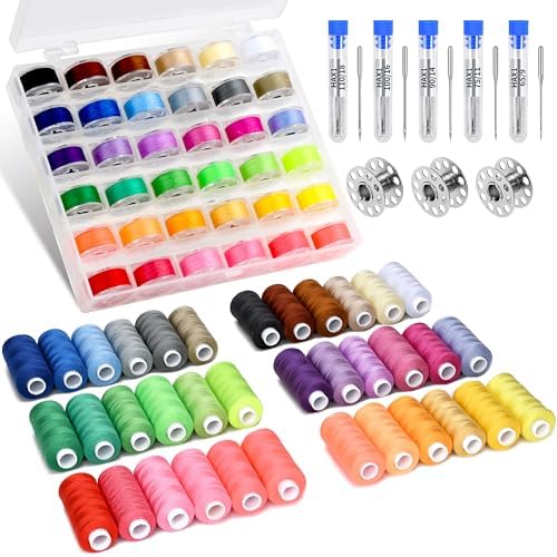 Amazon.com: ilauke 50Pcs Bobbins Sewing Thread Kit, 400 Yards Sewing ...