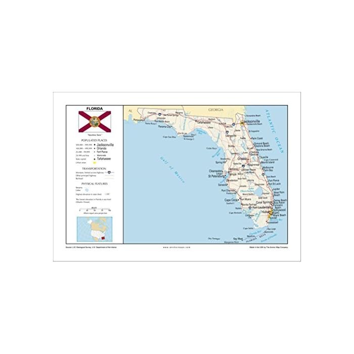 Buy 13x19 Florida General Reference Wall Map - Anchor Maps USA ...