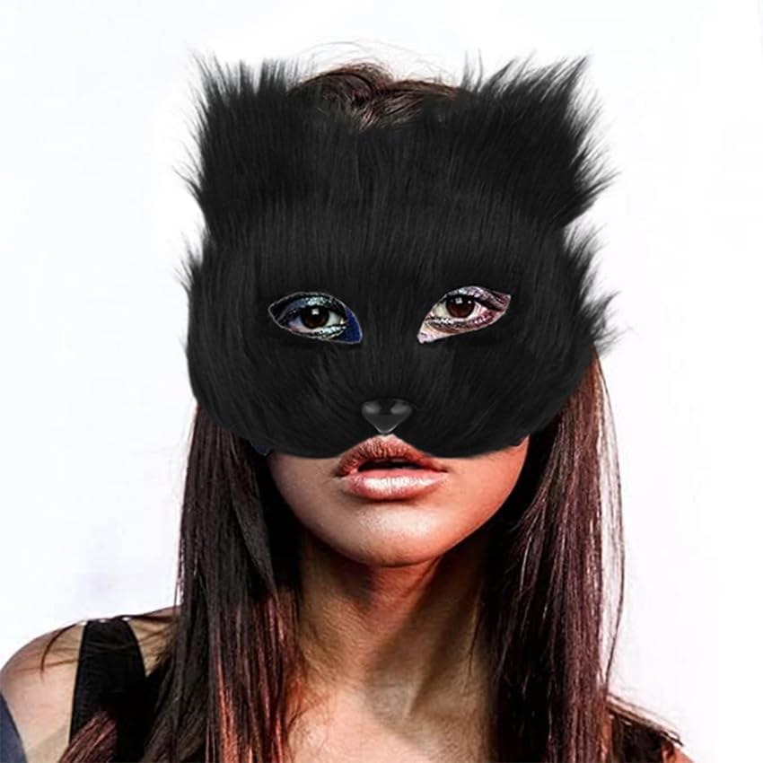 Therian Mask Furry Fox Mask Wolf Mask Cat Mask Halloween Half Face Mask ...