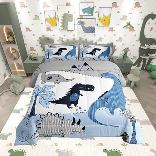 Amazon.com: Dinosaur Comforter Set Cartoon Animals Bedding Set for Kids ...