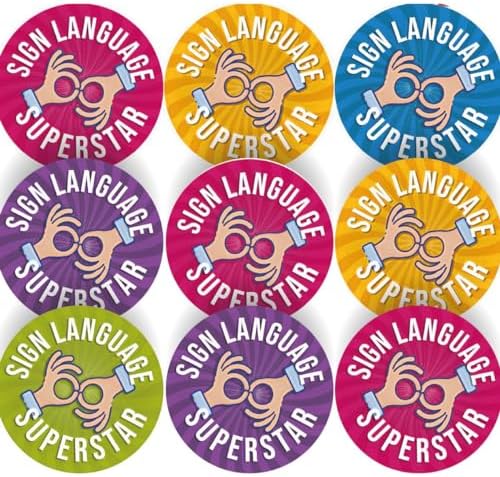 144 Sign Language Superstar - 30mm - Glossy Reward School Stickers for ...