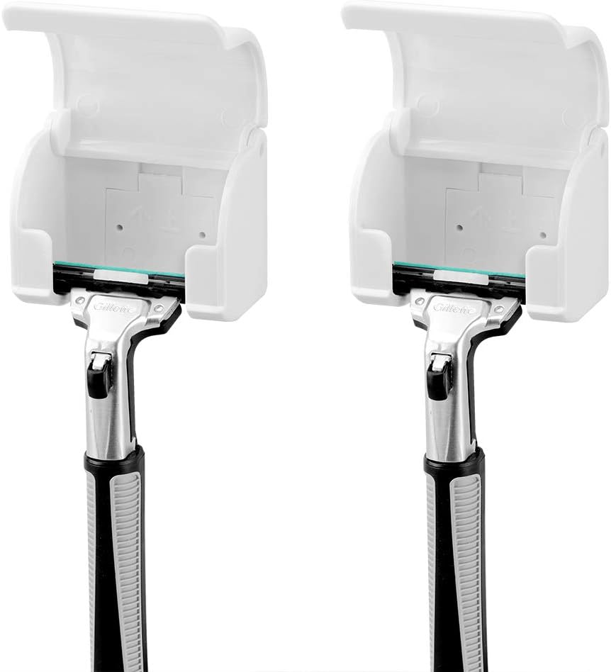 Amazon.com: 2 Pack Plastic Razor Holders with Cover Wall Mount for ...