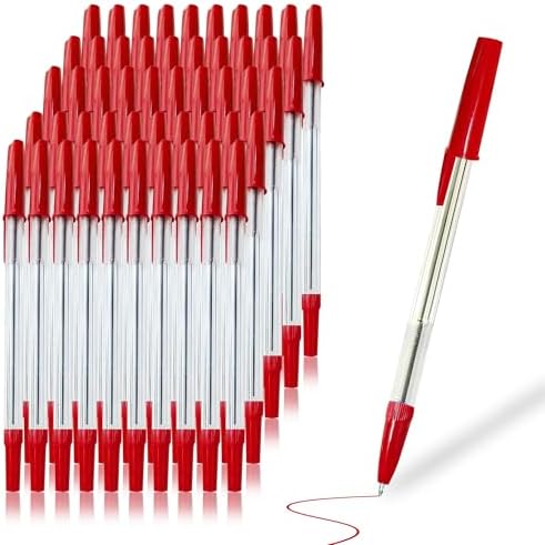 G4GADGET 50 Pack Red Ballpoint Pens – Crisp Red Ink Biros for Precise ...