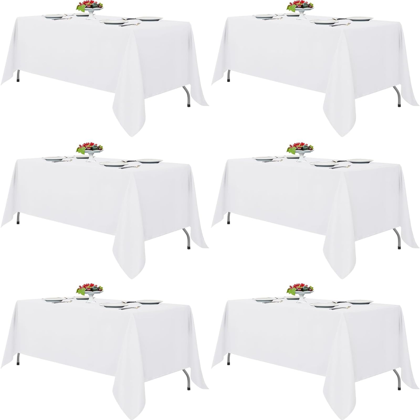 Amazon.com: ZuGeo White Table Cloth 6Pack 90 * 132Inch, Rectangle White ...