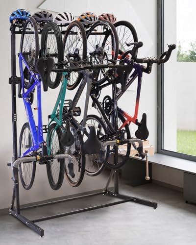 Amazon.com: Caprihom Freestanding Bike Rack Garage - 4 Bikes Vertical Bike Stand Floor Indoor ...