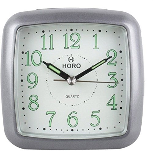 Buy HORO Silver Plastic Radium(Glow in The Dark) Alarm Clock 9x5x9cm ...