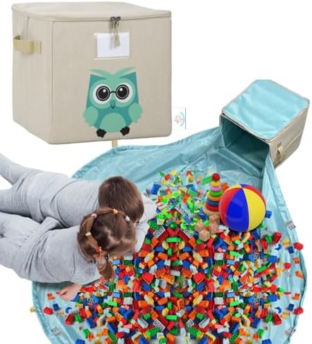 Amazon.com: 3 in 1 Toy Storage Box with Play Mat for Lego and Duplo ...