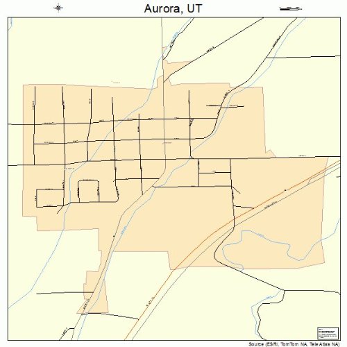 Large Street & Road Map of Aurora, Utah UT - Printed poster size wall ...