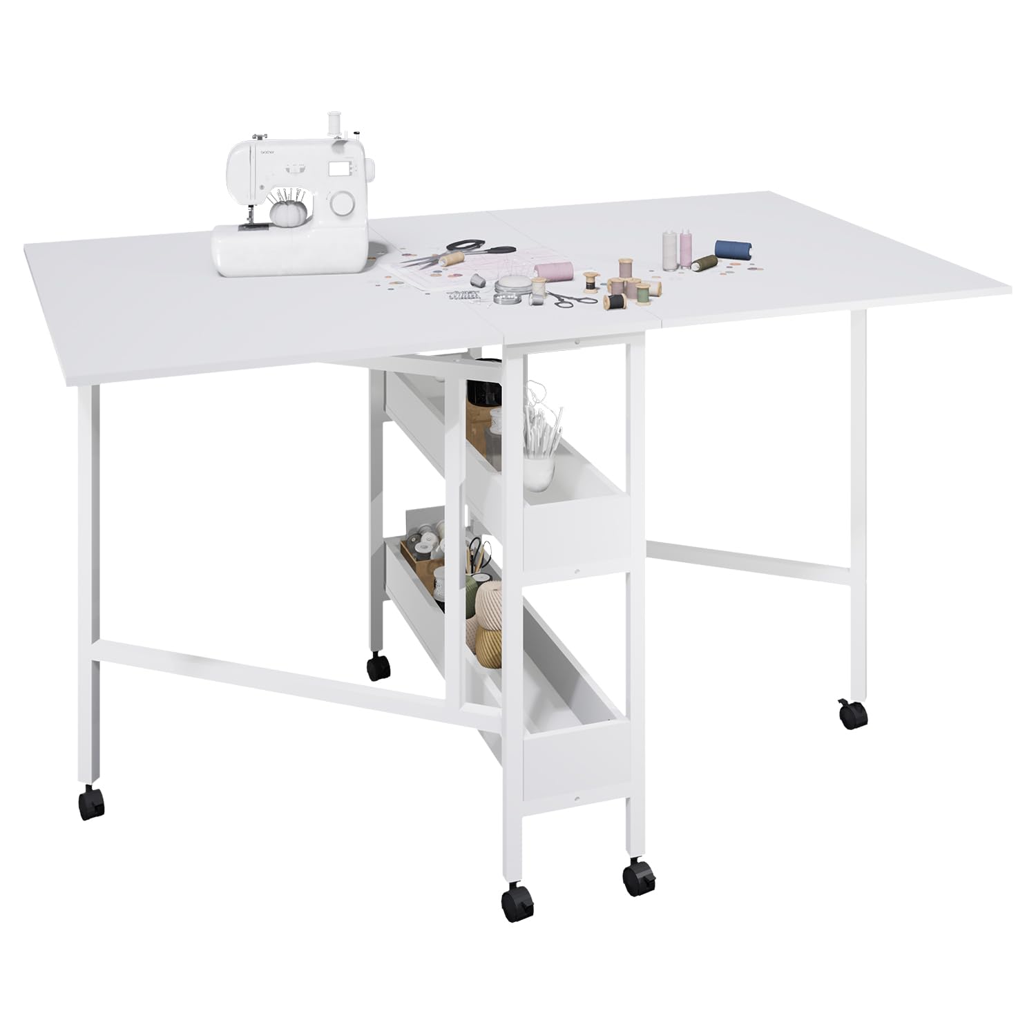 Amazon.com: Soligel Home Hobby Craft Table, Folding Sewing Table with ...